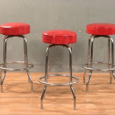 Retro Ruby Vinyl Swivel Bar Stool | Furnish Green - Midtown Manhattan ...