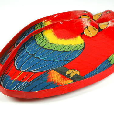 Set Of Two 1982 Parrot Trays Paper Mache Serving | Vintage Inquisitor ...