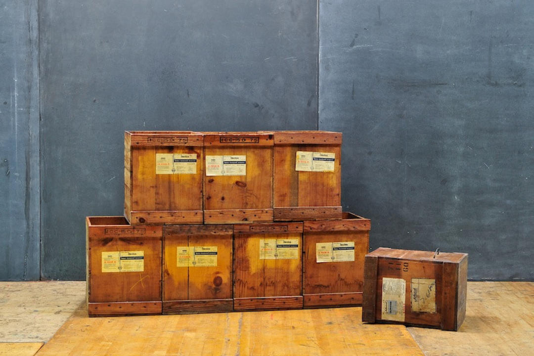 Antique Wooden Chemical Crates Mid-Century Box Cubby Shelf Garage ...