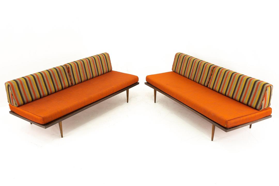 Mid Century Armless Striped Daybed Sofa - Pair - mcm | Modern Hill ...