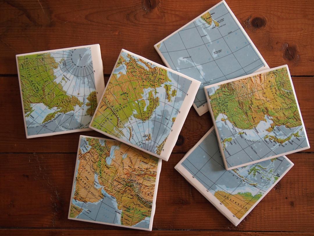 1979 Asia Physical Map Coasters Set of 6 - Ceramic Tile - | All Mapped ...