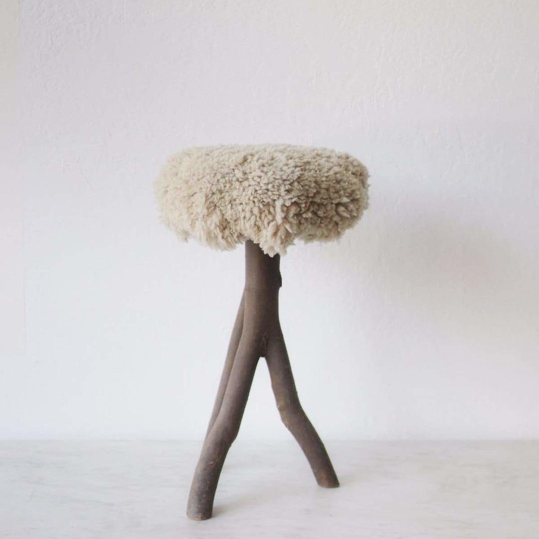 Vintage Shearling Stool | Elsie Green | Concord, CA
