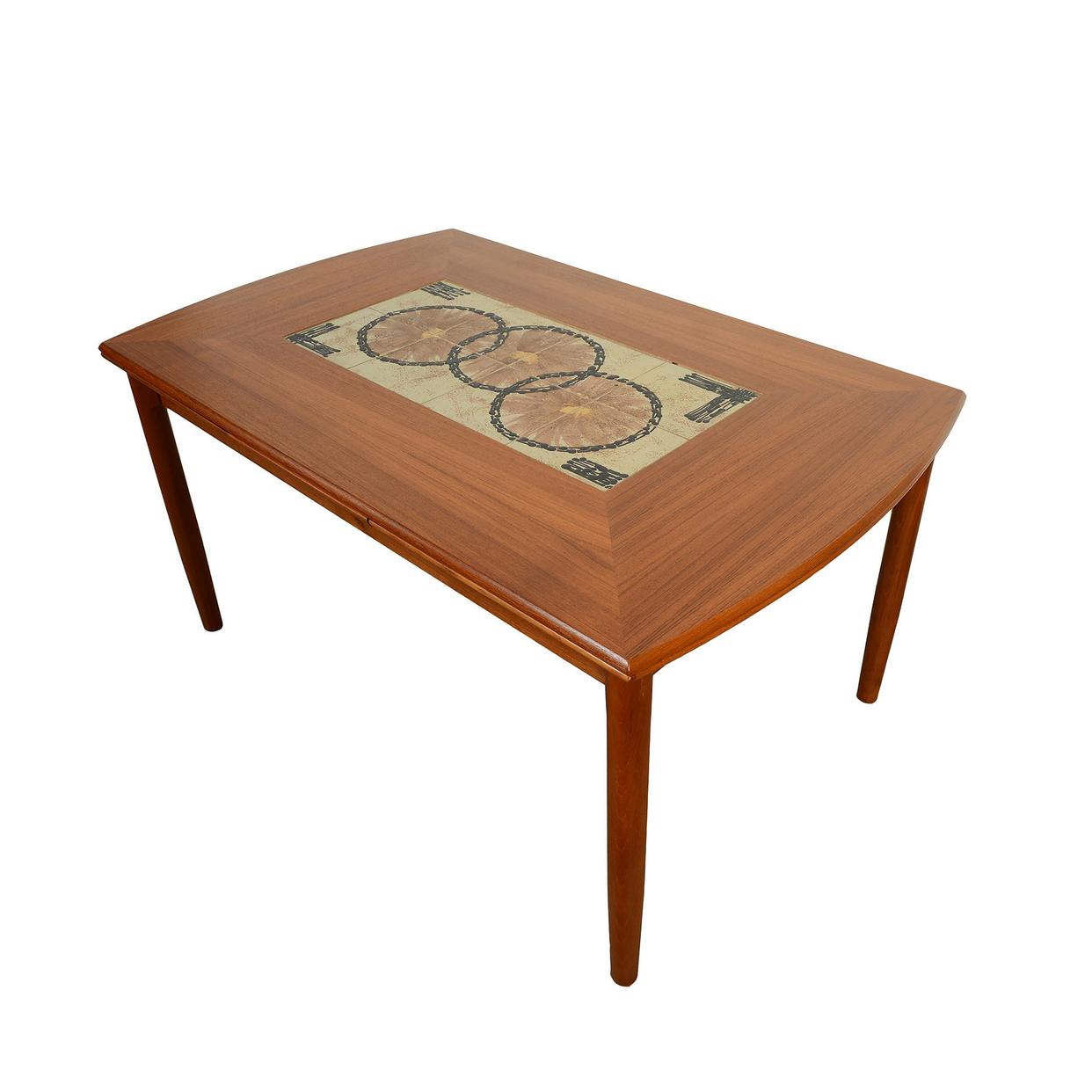 Tile Top Teak Dining Table with 2 leaves Dutch | Hearthside Home ...