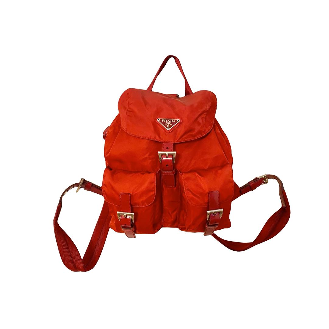 Prada Red Logo Mini Backpack | Treasures of NYC | New York, NY