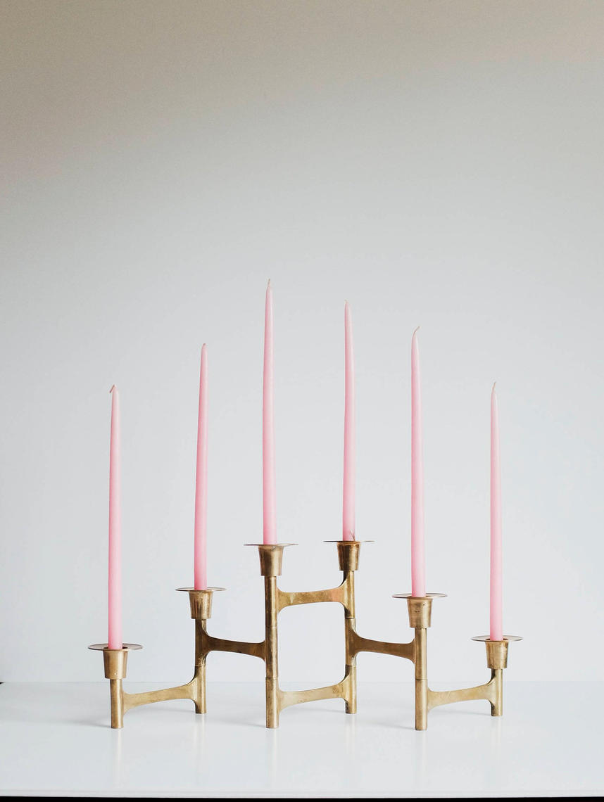 Brass Folding Candelabra / Mid Century Modern Candle Holder ...