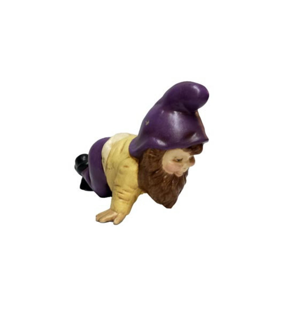Vintage Garden Gnome - Kneeling Crawling Gnome, Vintage Lawn Statue ...
