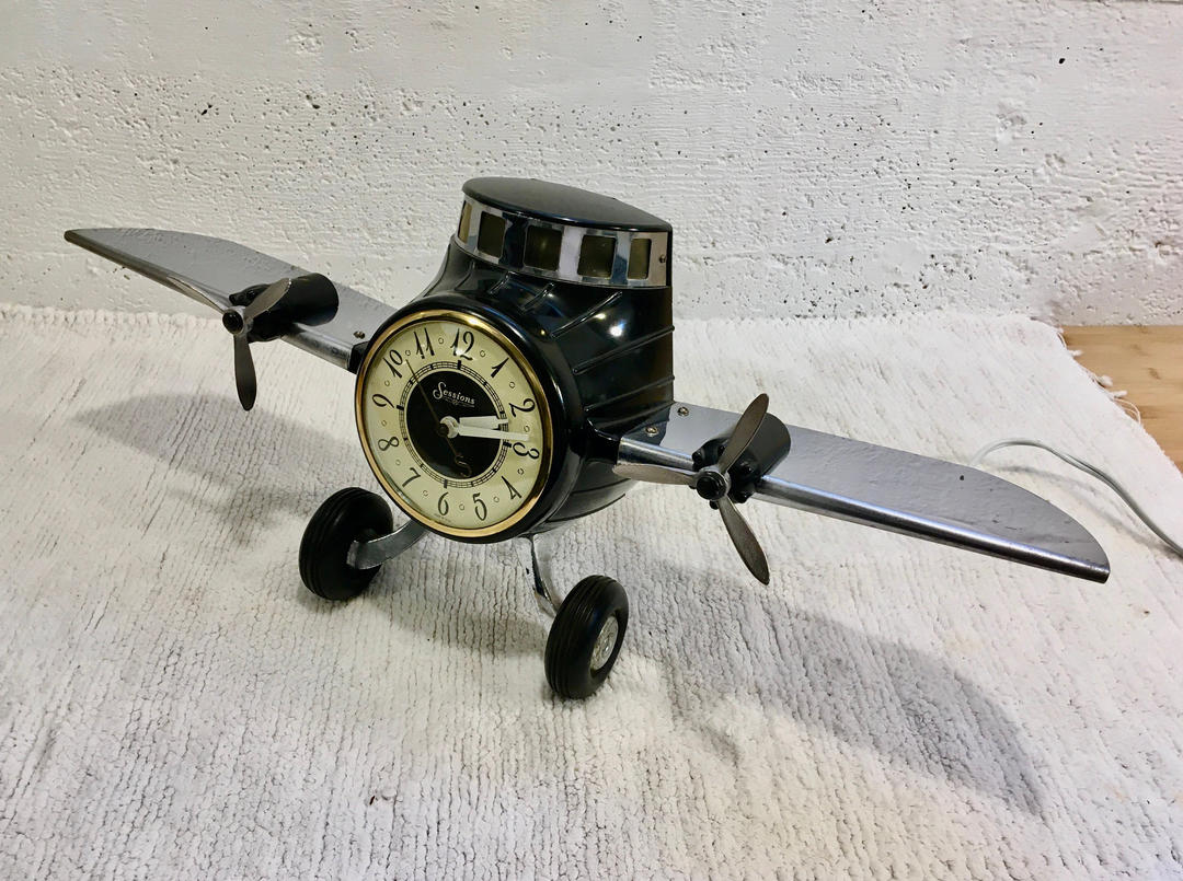 Black 1940s Sessions Mastercrafters Airplane Clock, Nicely Working ...