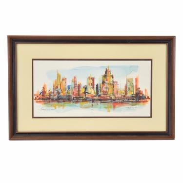 Edward Cathony “Sunrise” Modern Abstract Cityscape Painting Chicago ...