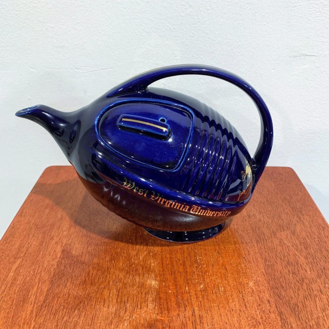 Vintage Hall China Cobalt Blue Football Teapot for West Virginia | Over ...