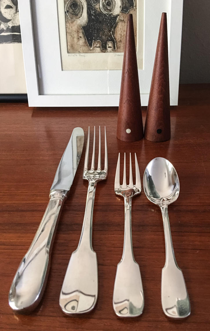 French Midcentury Christofle Silverware Set for 10 guests 1964 Cluny ...
