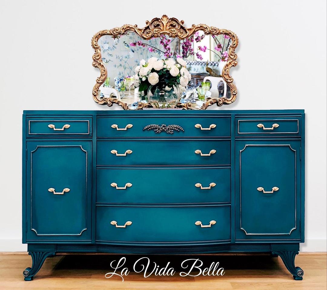 Stunning Vintage Buffet from Rway, Sideboard, Hand painted, Server ...