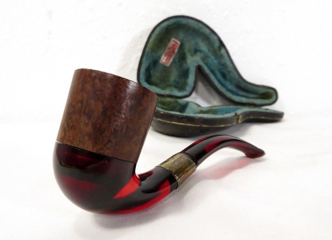 Vtg 1920s MANHATTAN BAKELITE ESTATE PIPE W/ CASE Briar Meerschaum ...
