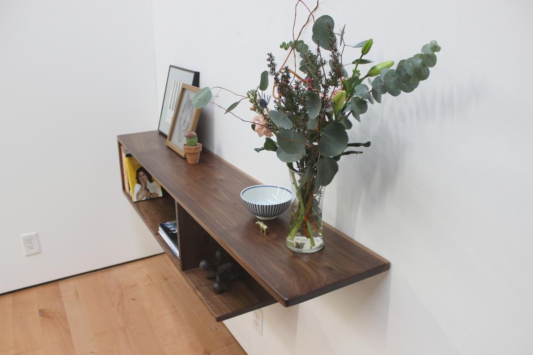 Asymmetrical Floating Entry Table / Console, Shelf | Imago Furniture ...