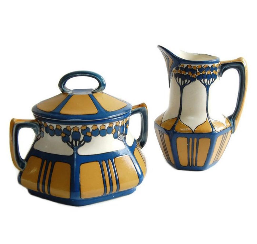 Mettlach Cream and Sugar Set Antique Art Nouveau Villeroy & Boch ...