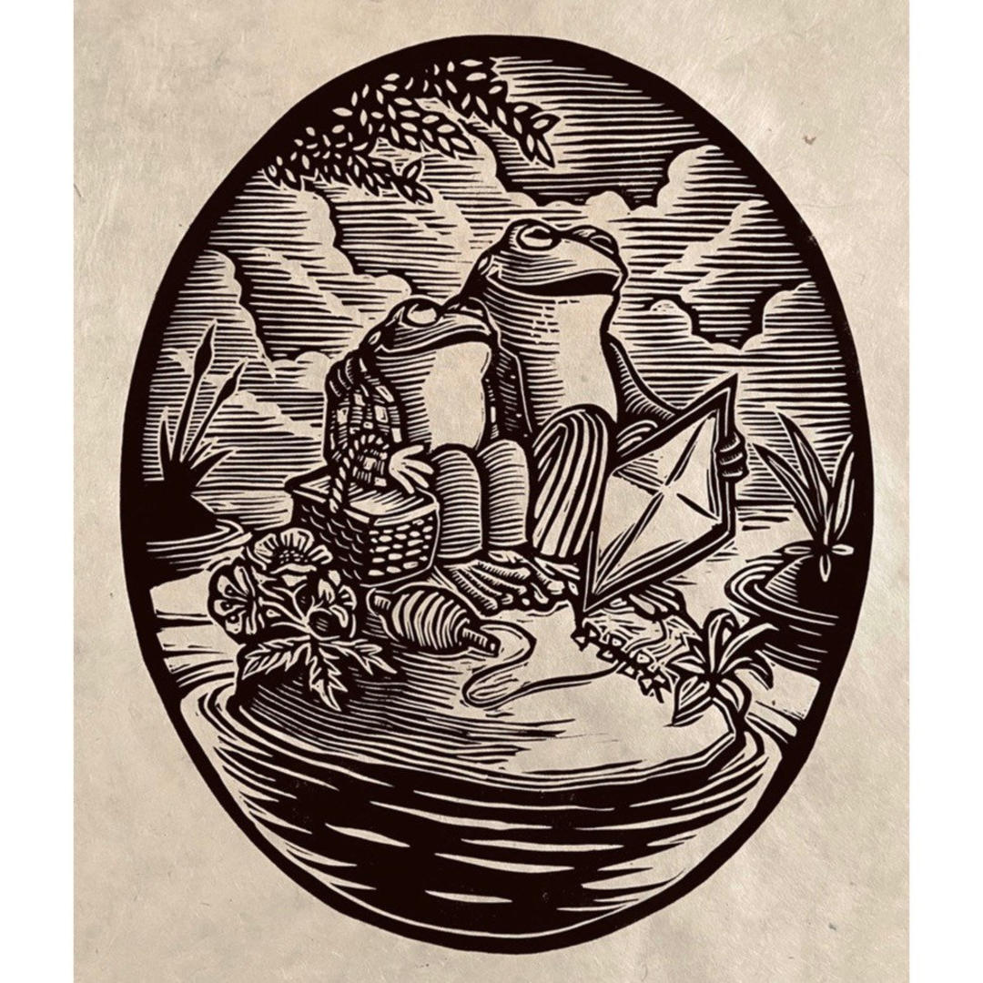 Frog And Toad Block Print | Woodcut Emporium | Miami, FL