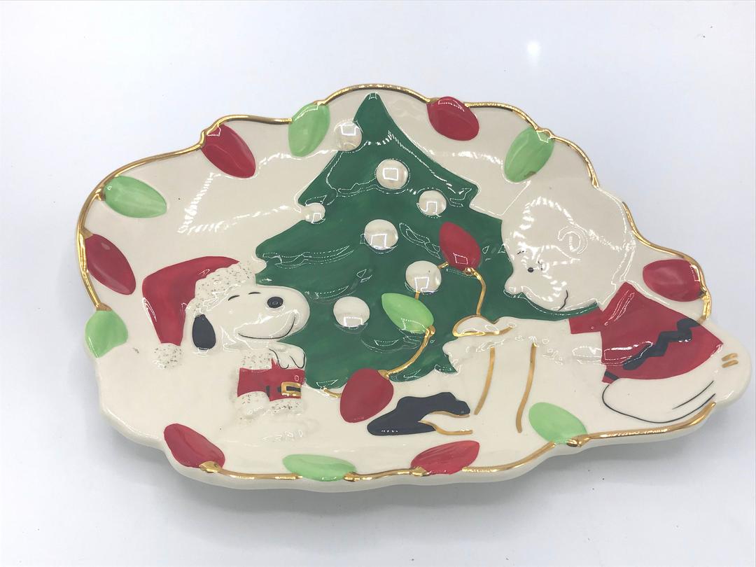 Vintage Lenox Snoopy Peanuts Charlie Brown Christmas Canape Plate ...