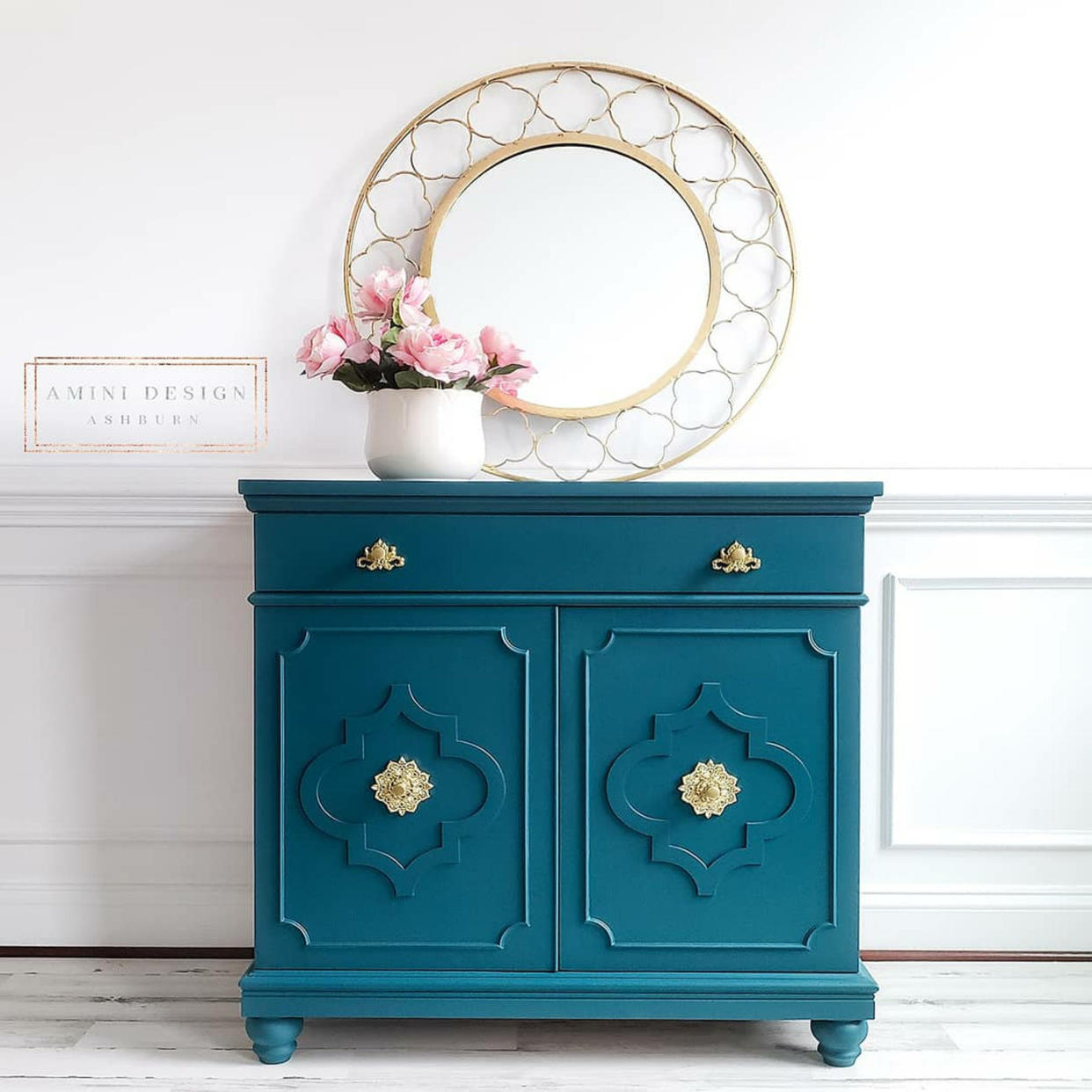Buffet, Server, Cabinet, Mahogany Wood, Gold, Furniture Bar, | Amini ...