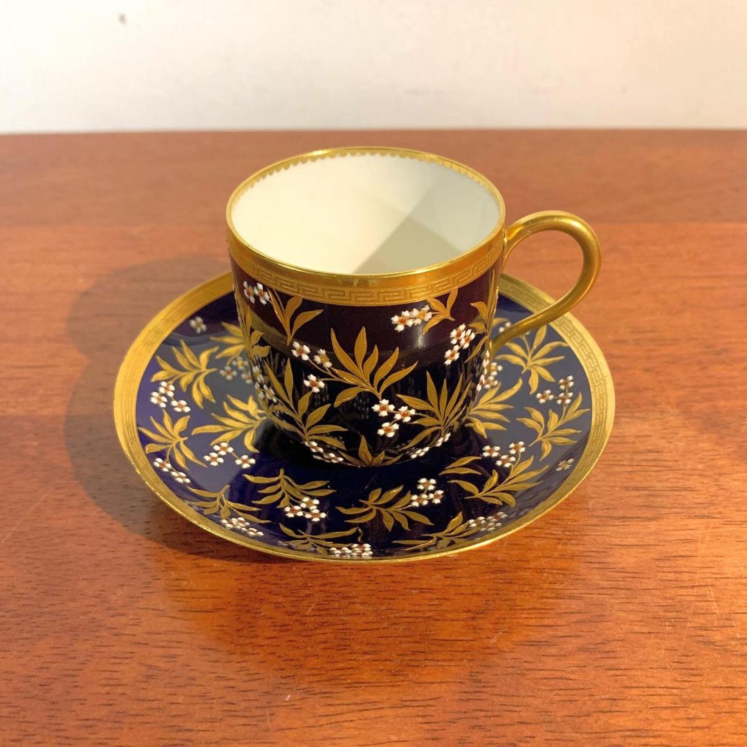 Antique Mintons Cobalt Blue and Gold with Enamel Flowers Demitasse ...