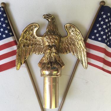 Vintage Solid Brass Eagle Flag Pole Finial, Bald Eagle Flag | Luckduck ...