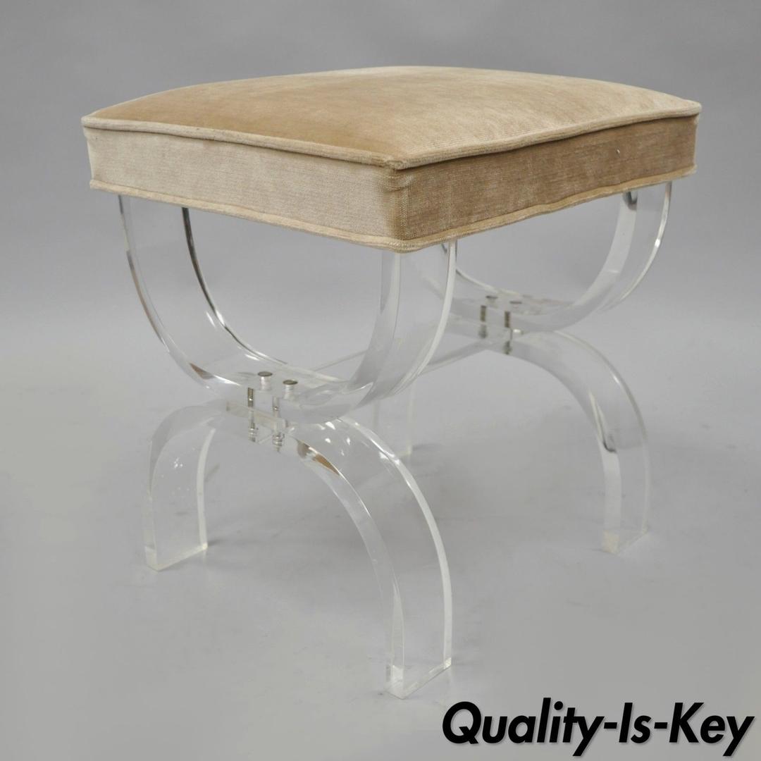 Hill Mfg Bent Lucite X Form Vanity Bench Seat Stool | Quality is Key ...