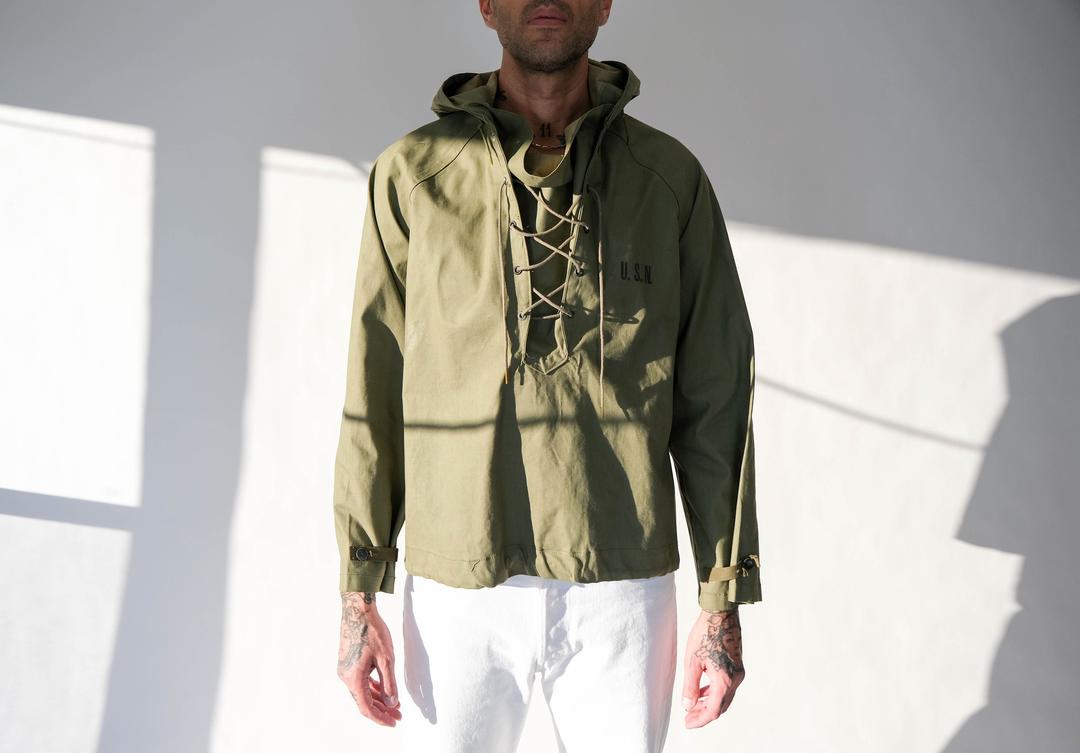 Vintage 40s WWII USN Military Hooded Pullover Jacket | Made in | The ...