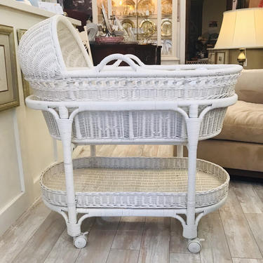White Wicker Bassinet with Wheels | Antique to Chic - Chicago, IL | ATTIC