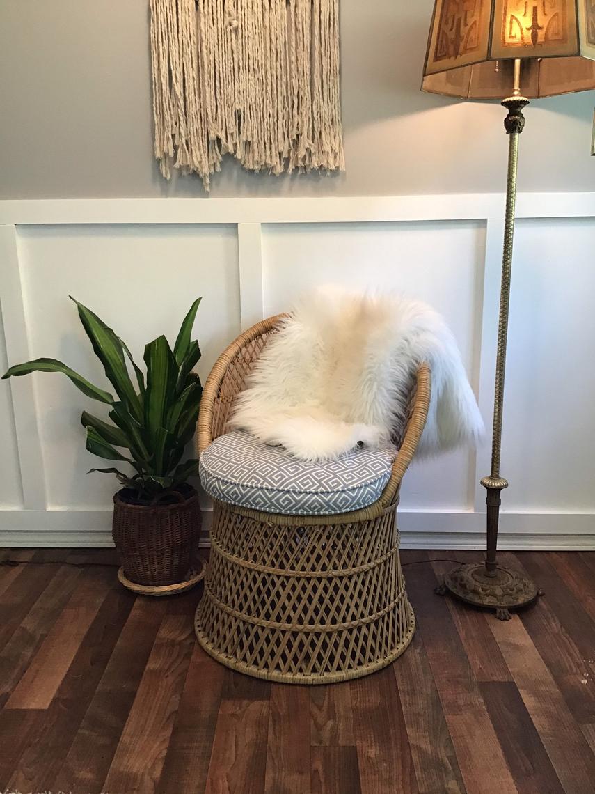 Wicker Barrel Chair Mid Century Wicker Seat with down cusion ...