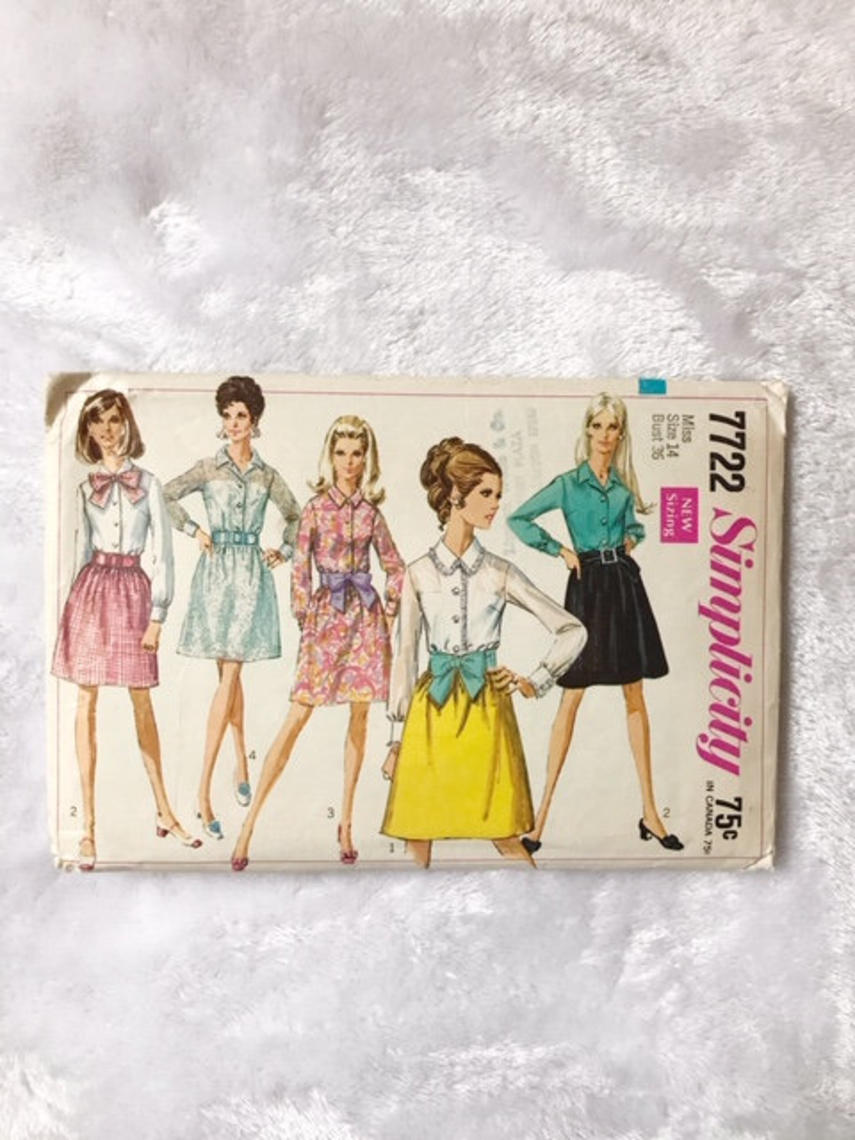 Vintage Simplicity 7722 Dress Pattern | 60s Mod Mini Party Dress Sewing ...