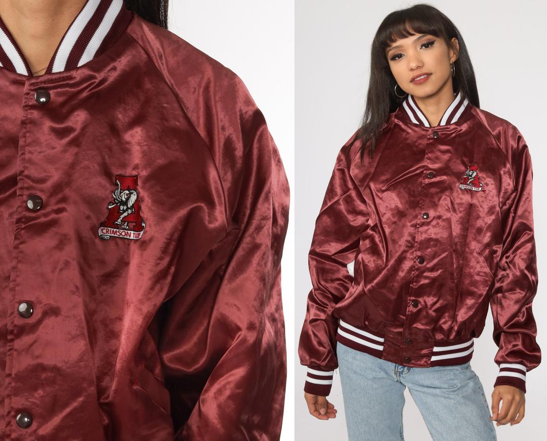 University of Alabama Jacket Crimson Tide University Letterman Satin ...