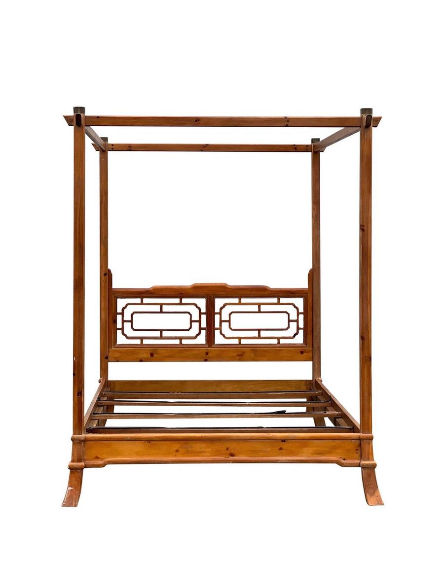 Henredon Queen Size Pine Asian Inspired Canopy Bed | 2nd Story Trading ...