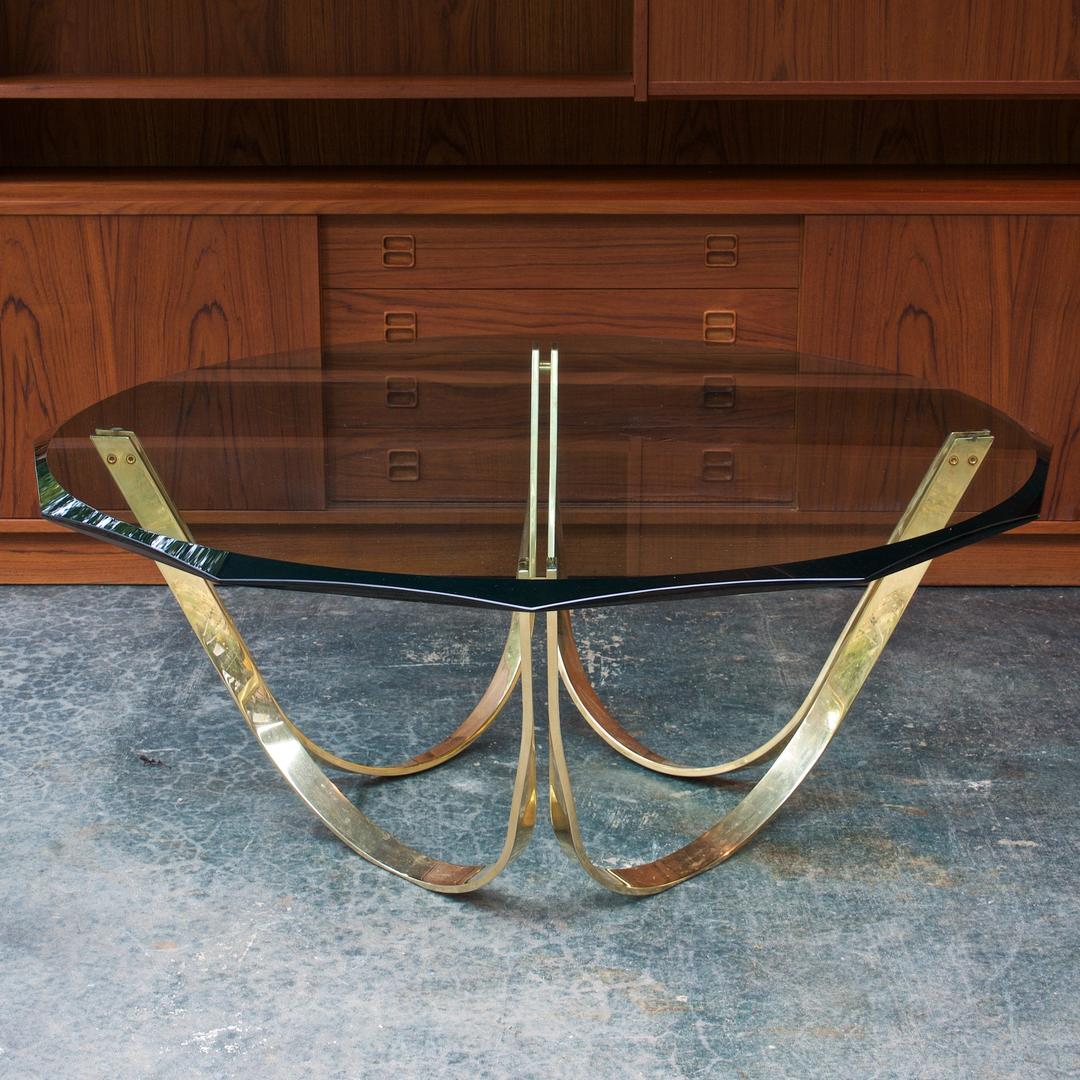 Brass Mid-Century Coffee Cocktail Table Vintage 1970s Diamonds Miami ...