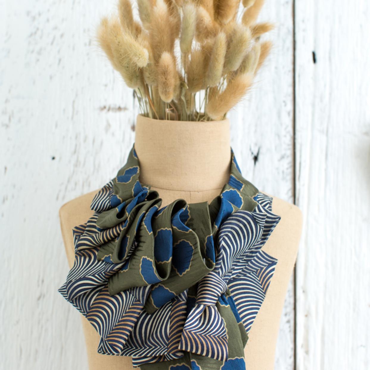 Olive Green and Navy Aster Silk Ascot | December Thieves - Boston, MA ...