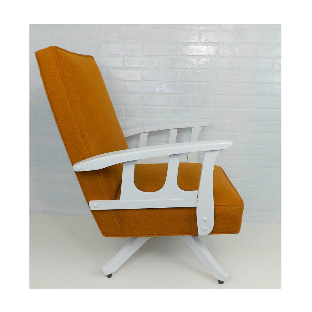 Mid Century Modern Swivel Rocking Chair Burnt Orange Fabric Gloss ...