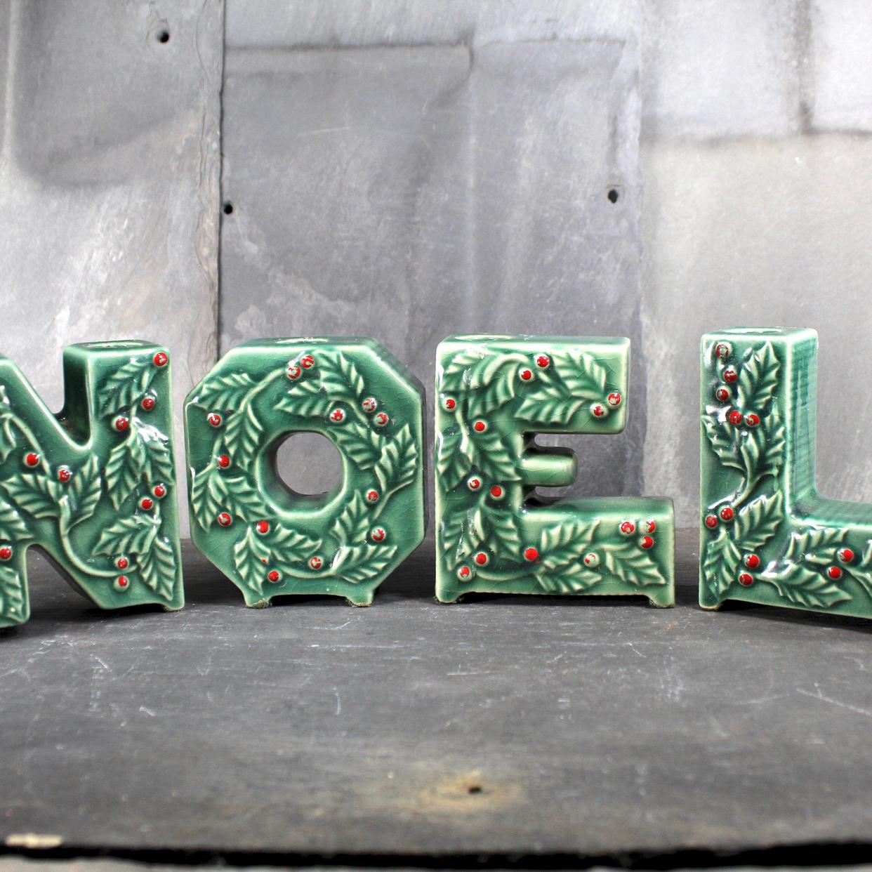 Vintage NOEL Ceramic Candle Holders - Classic Mid-Century | Bixley ...