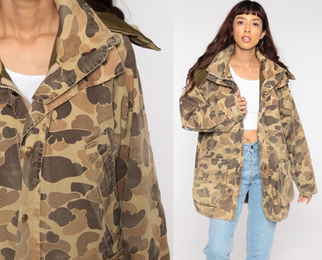 Hooded Camouflage Jacket Columbia Gore-tex Army Jacket 90s Coat ...