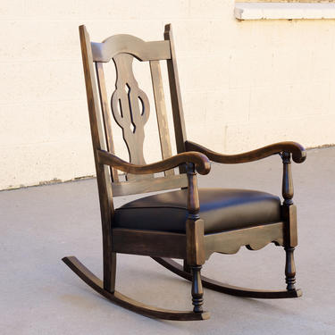 Antique Mission Style Rocking Chair, Refinished Maple and Leather ...