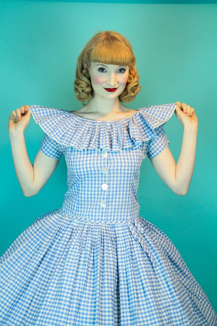 CUTE 1950s Vintage Summer Dress Checkered Ba | Walk in Vintage ...