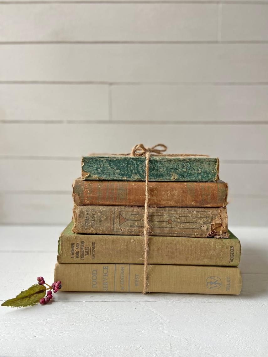 Vintage Green Book Collection Set of 5 // Antique Green Books, Green ...
