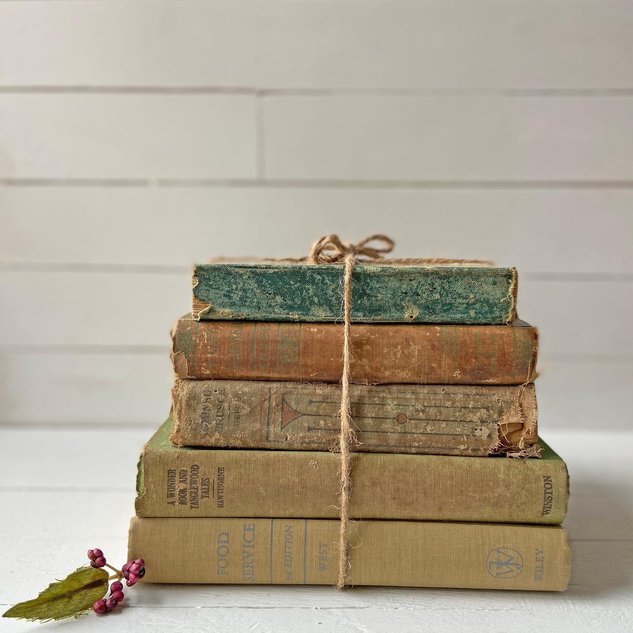 Vintage Green Book Collection Set of 5 // Antique Green | Curiously ...
