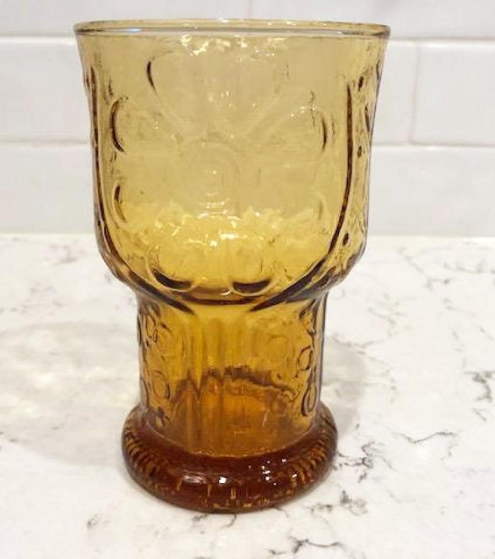 Lovely Vintage Libby Country Garden Water Glass, Retro Amber Glass | Le ...