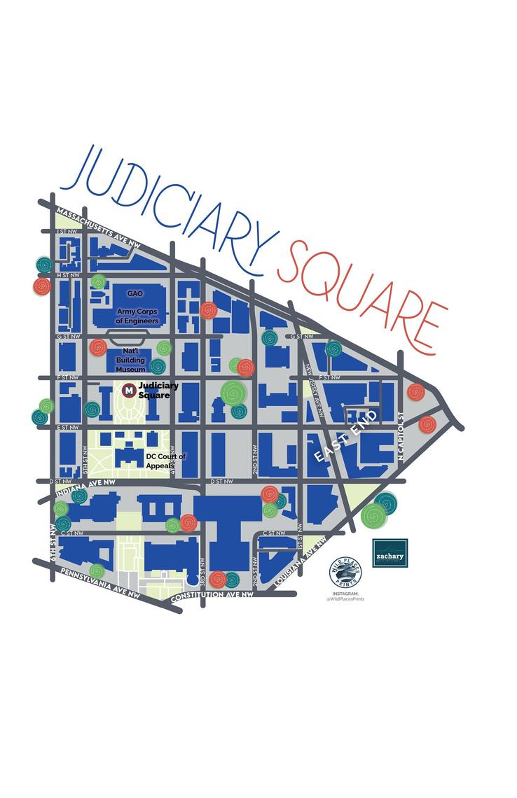 Judiciary Square Washington DC neighborhood 11x17 map print | Wild ...