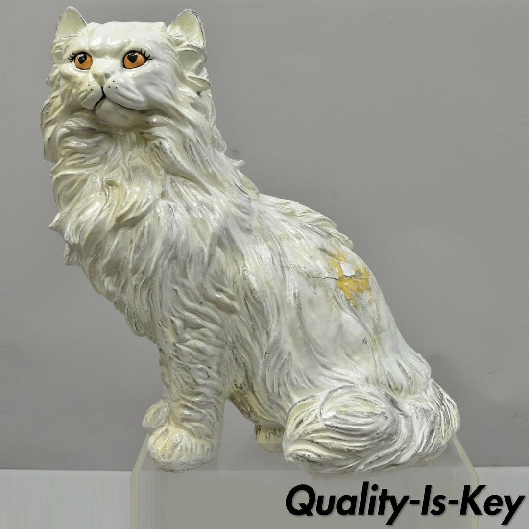 Vintage Italian Hollywood Regency Large 22" Plaster Cat Figure Statue ...