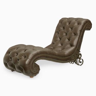 Original Michael Amini Trevi Leather Chaise Lounge | Castle Furniture ...