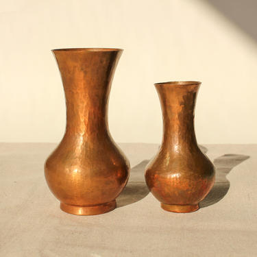 Antique Hammered Copper Floral Vase Pair | Set of | The Vault 1969 ...
