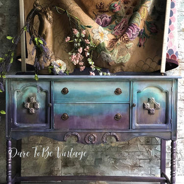 Bohemian Painted Buffet Sideboard - Hand Painted Sideboard Buffet ...