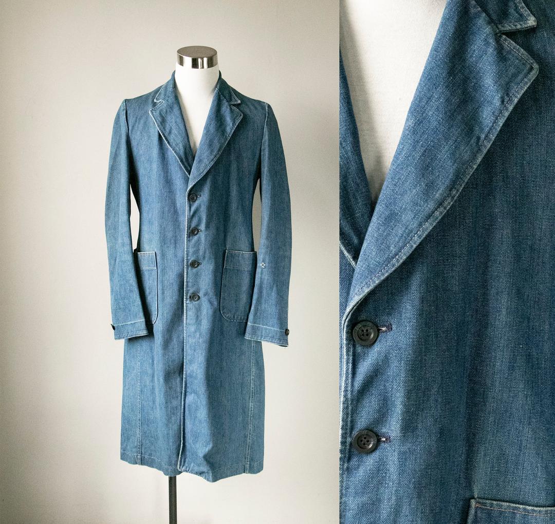 1970s Men's Denim Overcoat Jacket Long 42 | Deja Vintage Boutique ...