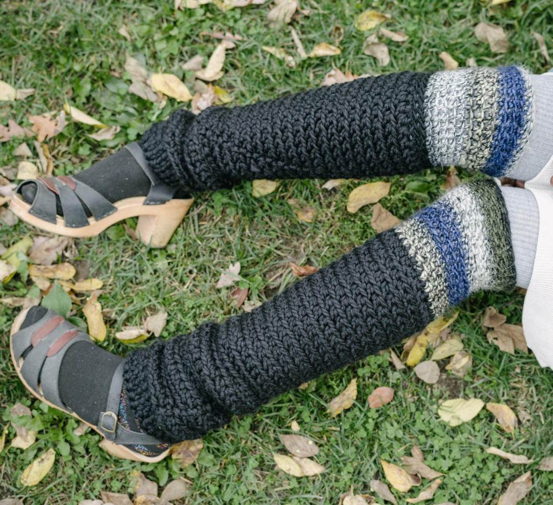Black Space Leg Warmers/Crochet Leg Warmers/Knee High Soft | Konjo ...