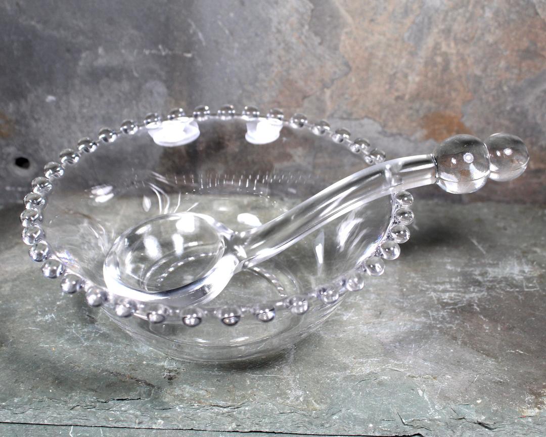 Bubble Rim Serving Bowl with Spoon - Vintage Bubble Glass | Bixley ...