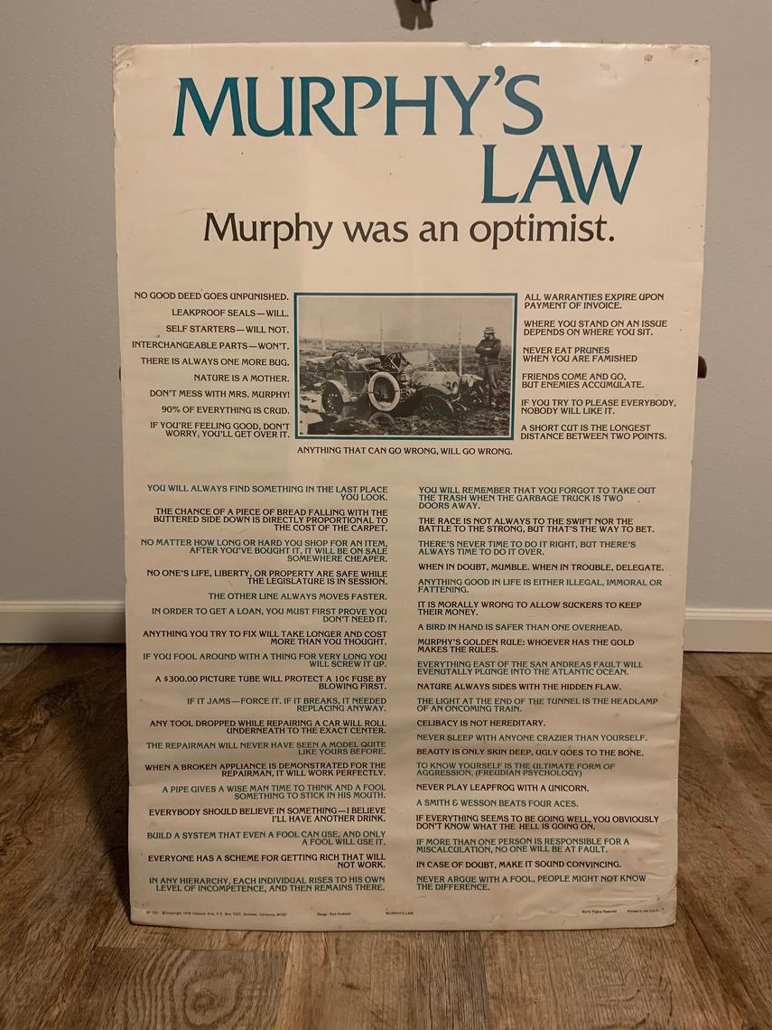 Large Vintage Murphy’s Law Poster Wrapped | Desert Cactus Vintage ...