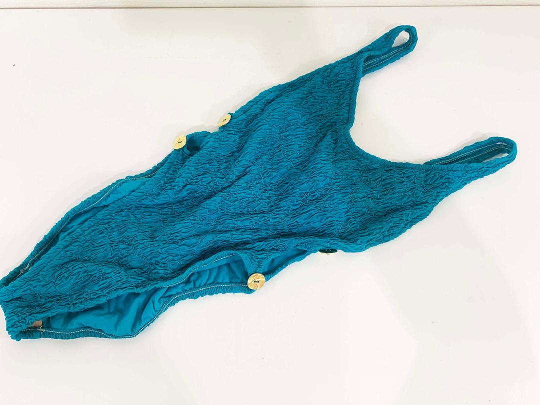 Vintage Turquoise One Piece Bathing Suit 1980s High Cut Swimsuit 80 ...